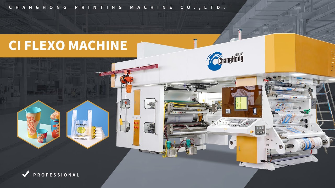 CI flexographic printing machine 4 color - YouTube