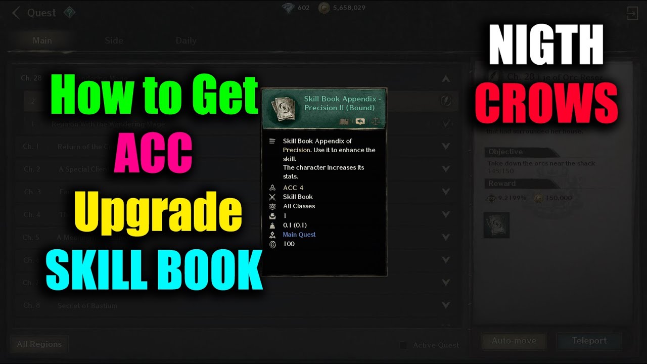 Night Crows How to Get ACC Upgrade Skill Book - YouTube