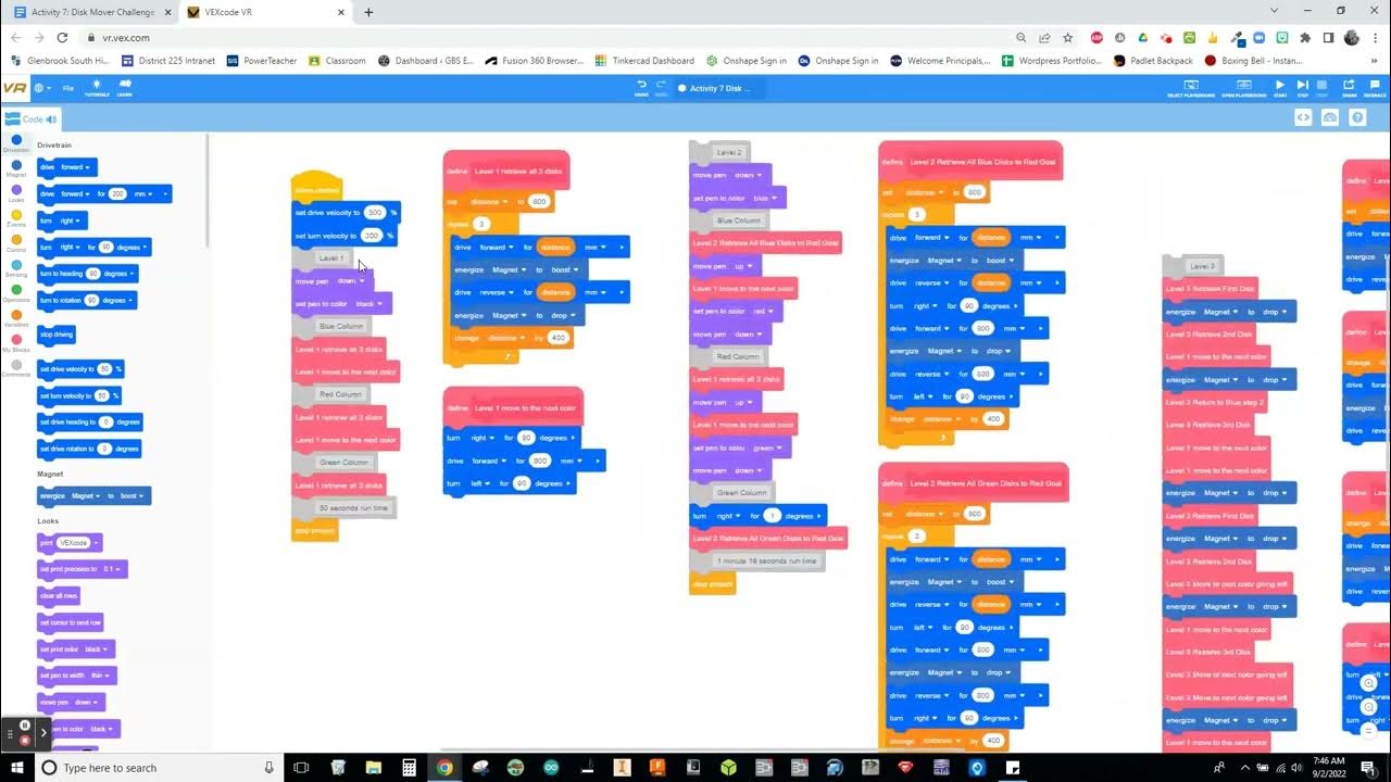 Activity 7 Disk Mover Challenge - VEXCode VR Intro/Tutorial - YouTube