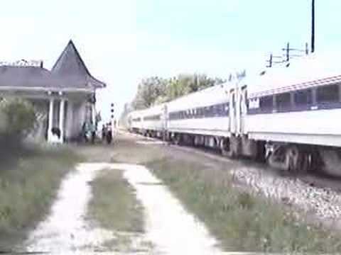 Amtrak train # 7 and 338 at Sturtevant, WI - YouTube