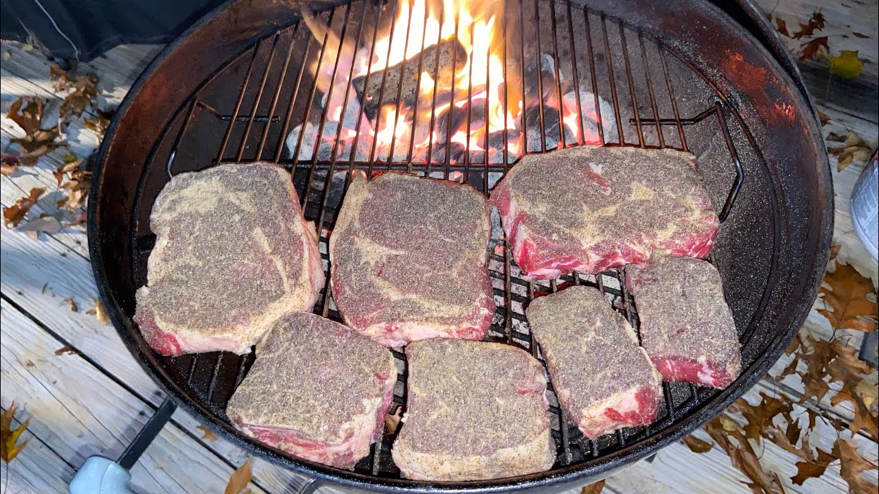 Grilled Ribeyes & Filet Mignons on the Weber Kettle - YouTube