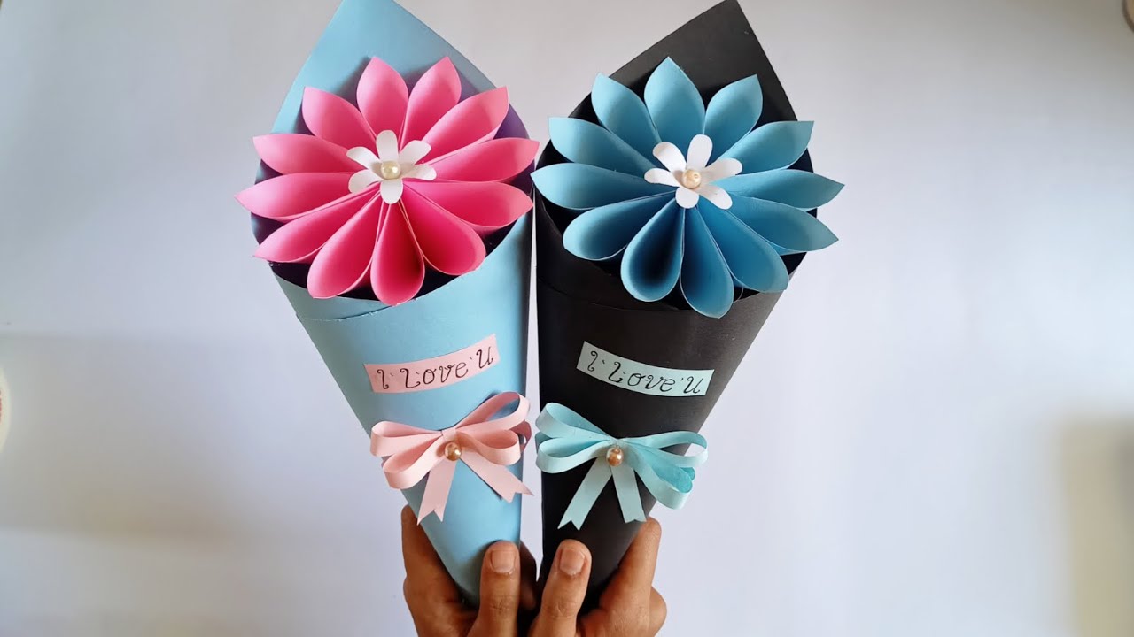 Paper Flower Bouquet Craft | Flower Bouquet Decoration | DIY Cara ...
