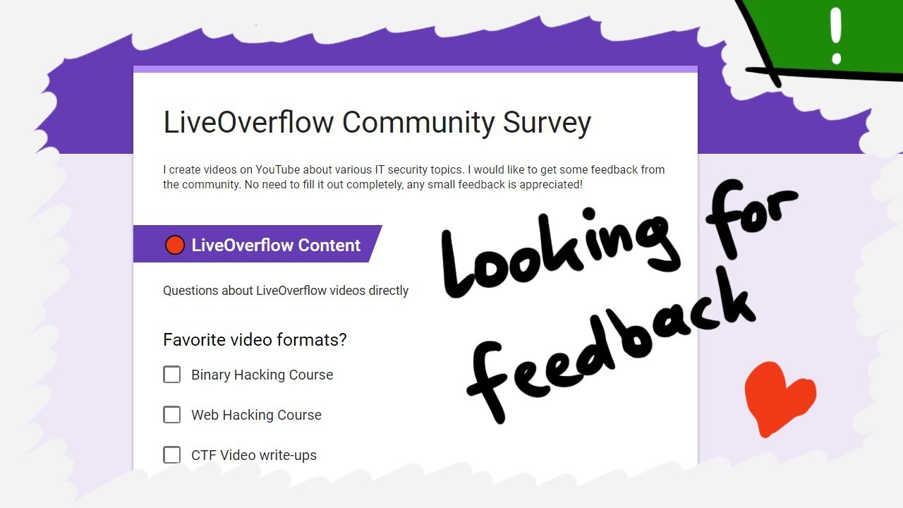 Looking For Feedback Link To Survey In The Description YouTube Looking For Feedback Link To Survey In The Description YouTube