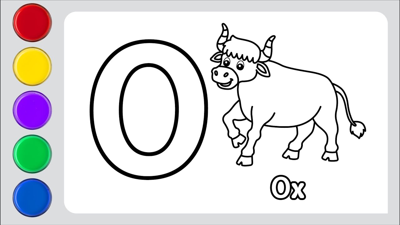 ox animal Drawing, Painting and Coloring for Kids, Toddlers | How to ...