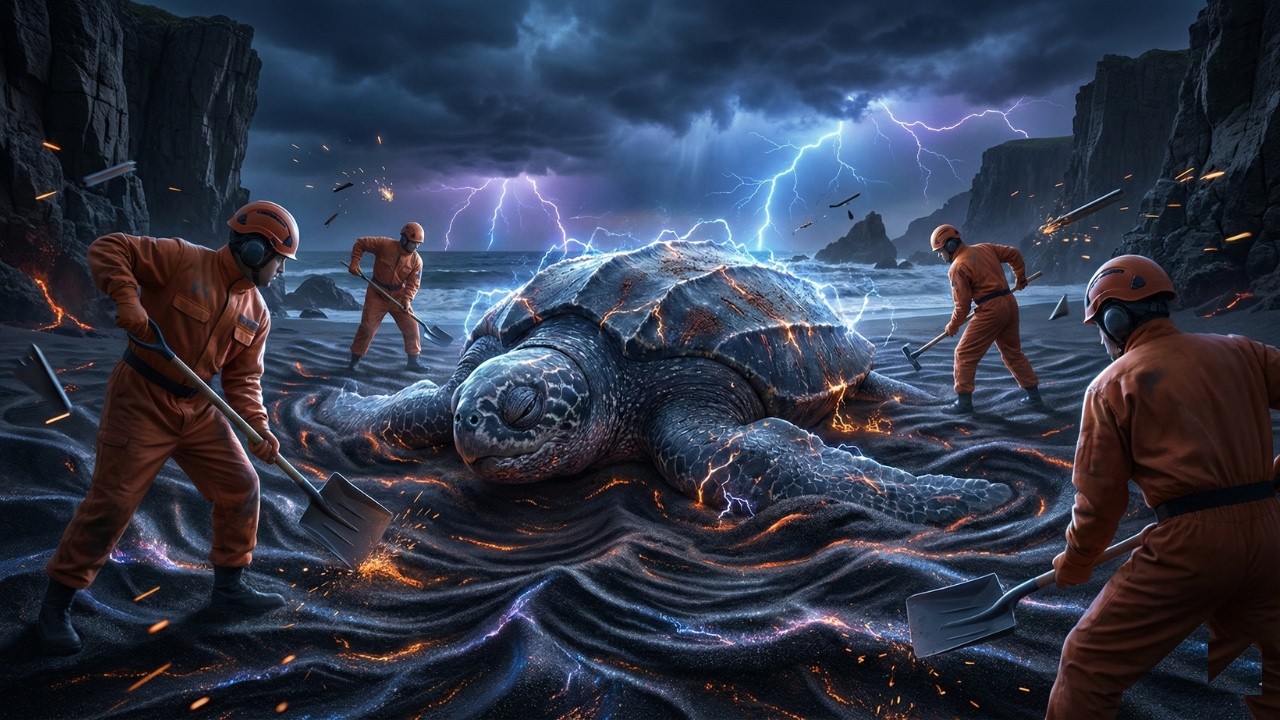 Rescue Team Saves a Giant Turtle from the Magnetic Storm Beach - YouTube
