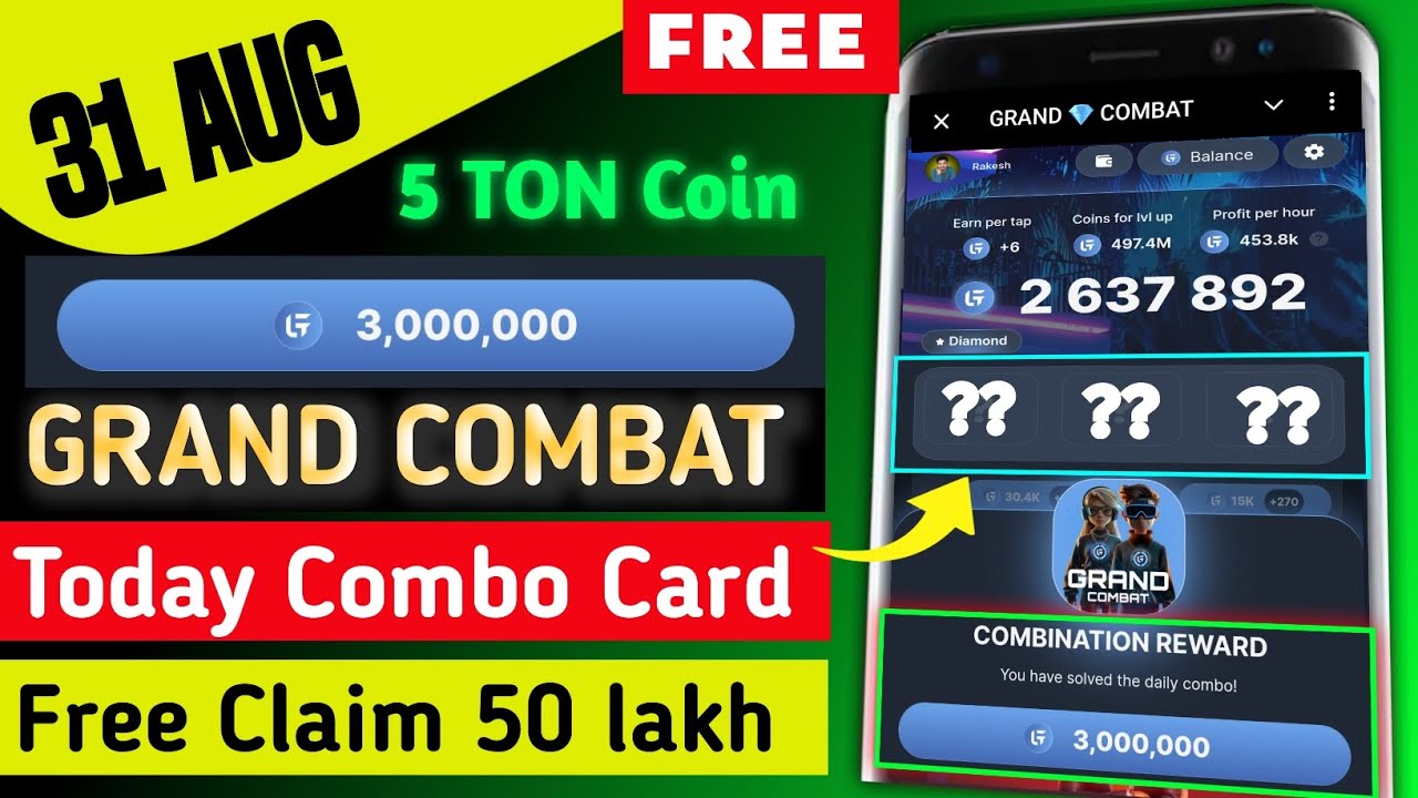 Today 31 - 01 September Grand Combat Combo Card | Today Combo Card on ...