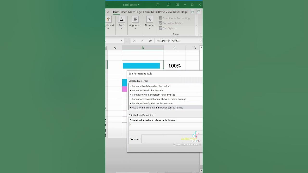 Excel tip color changing progress bar - YouTube