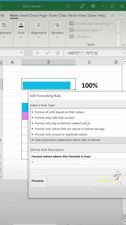 Excel tip color changing progress bar - YouTube