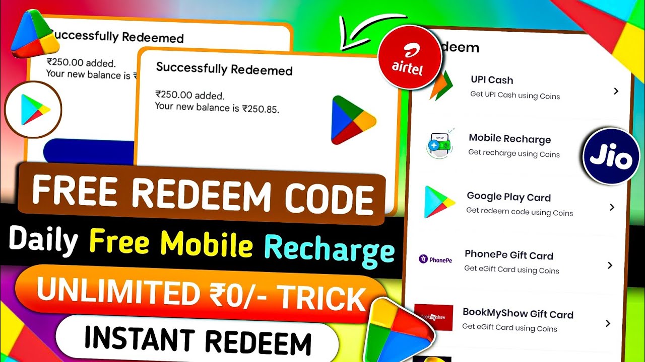 Free Redeem Code & Daily Free Mobile Recharge🔥 | Free Redeem Code App ...