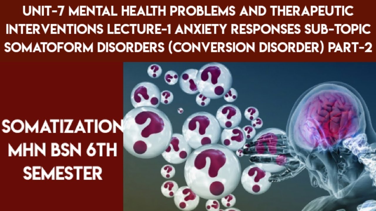 Somatization||Somatoform Disorders||Conversion Disorder||Unit-7 ...
