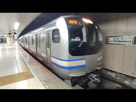 E217系クラY-101編成＋クラY-30編成が普通久里浜行きとして東京駅総武地下1番線から発車するシーン（1607S）2024.07.25 - YouTube