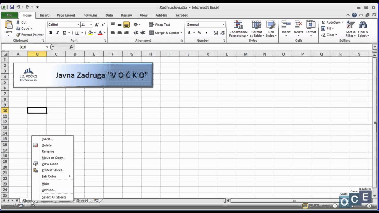 Šta su to radni listovi u Excel-u - YouTube