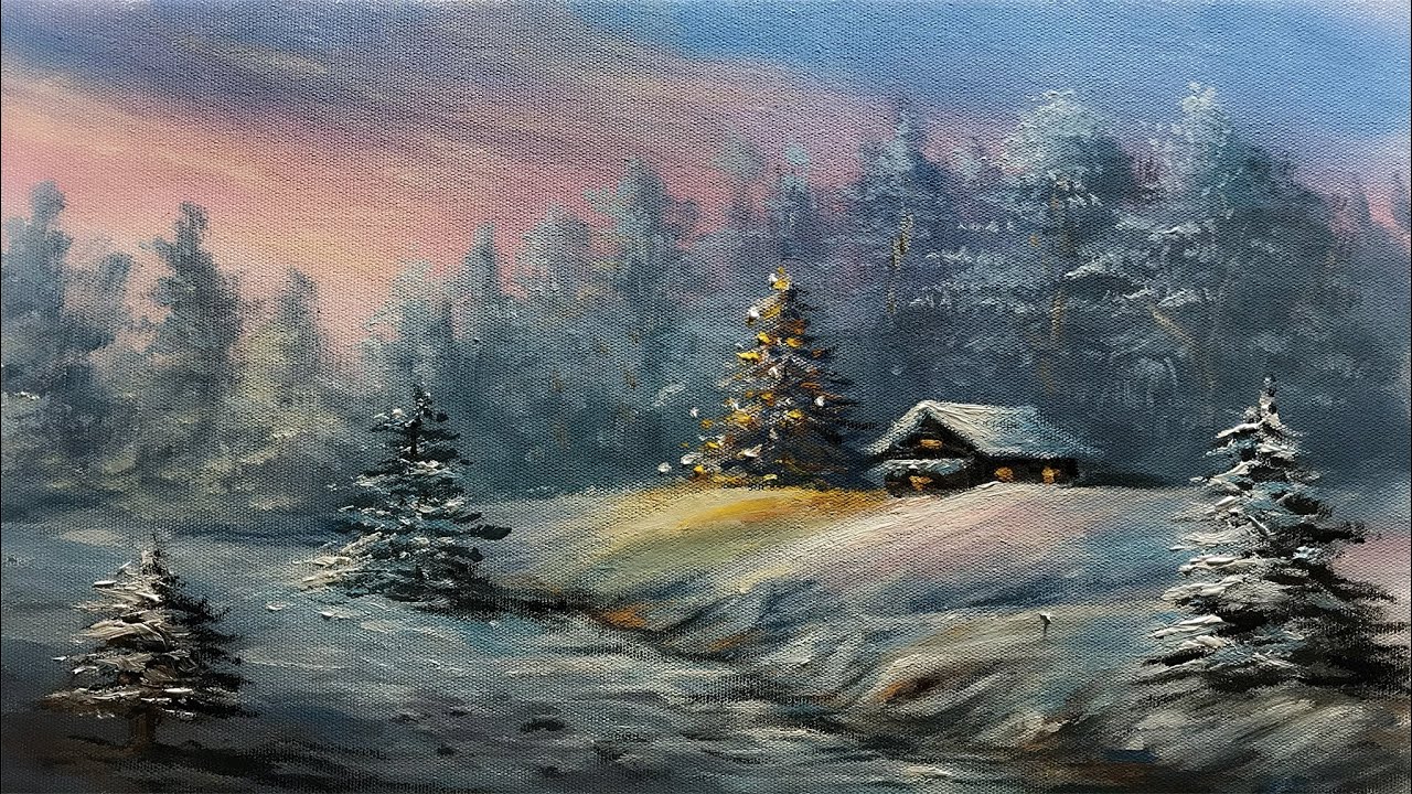 Christmas Eve | Snowy Landscape Art | Acrylic Landscape Painting In ...