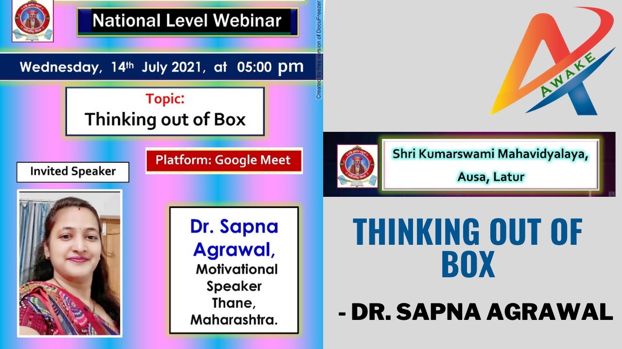 Webinar - Thinking Out of Box | Dr. Sapna Agarwal - YouTube