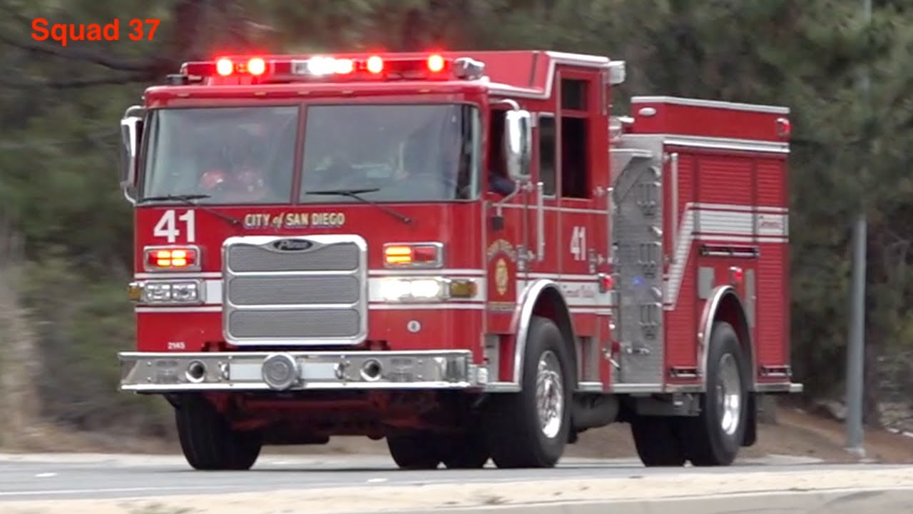 Falck M41 & San Diego Fire E41 Responding - YouTube
