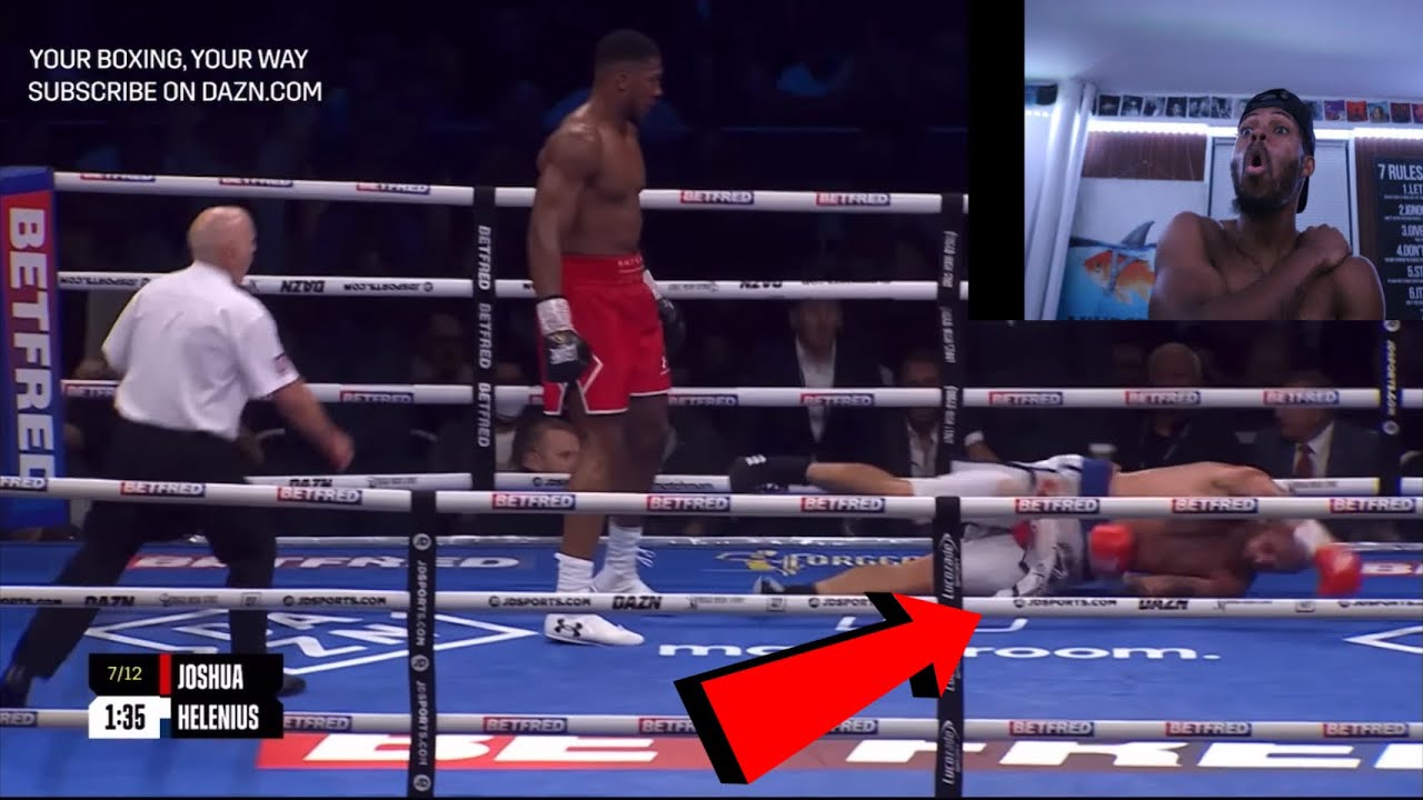 anthony Joshua vs robert helenius crazy knockout reaction! - YouTube