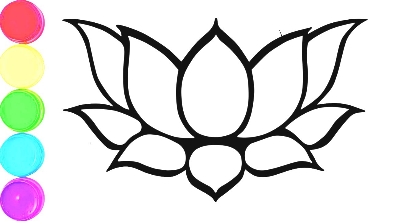 How to draw a colour lotus flower drawing easy step by step drawing for ...