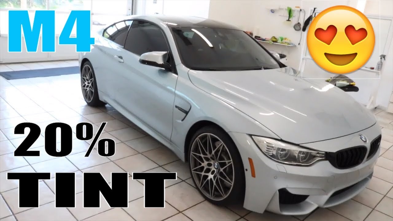 TINTING a BABY BLUE BMW M4 in 20% - YouTube