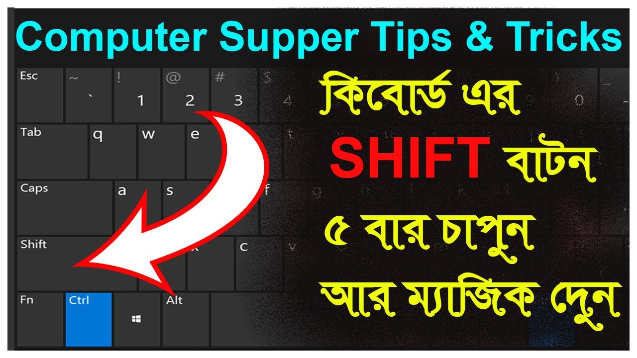Computer Keyboard Shift Button Press 5 Time on sticky keys and See ...