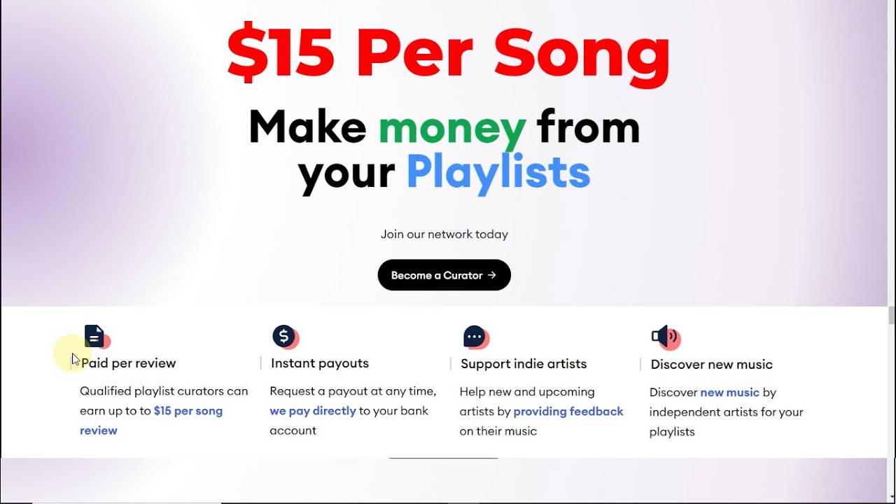 Get Paid $15 Per Song - Listen to Songs and get PAID (How to make money ...