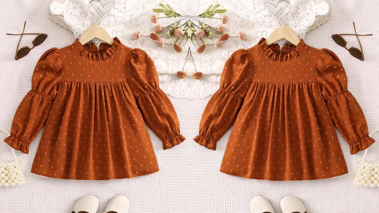 Very Easy Baby Frock Cutting and Stitching | Ruffle Neck Flounce Sleeve ...