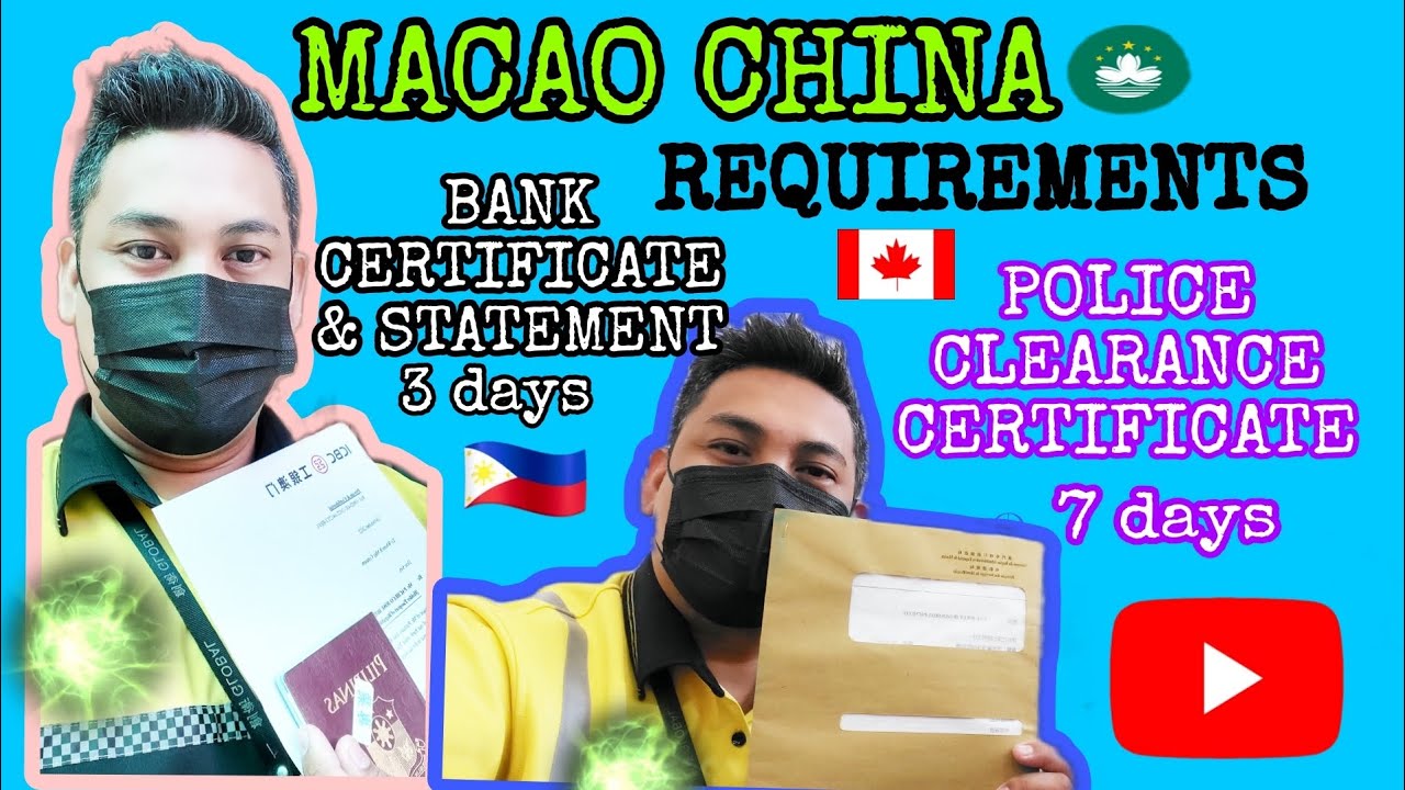 Police Clearance Macau | Bank statement/Certificate in one day | Canada ...