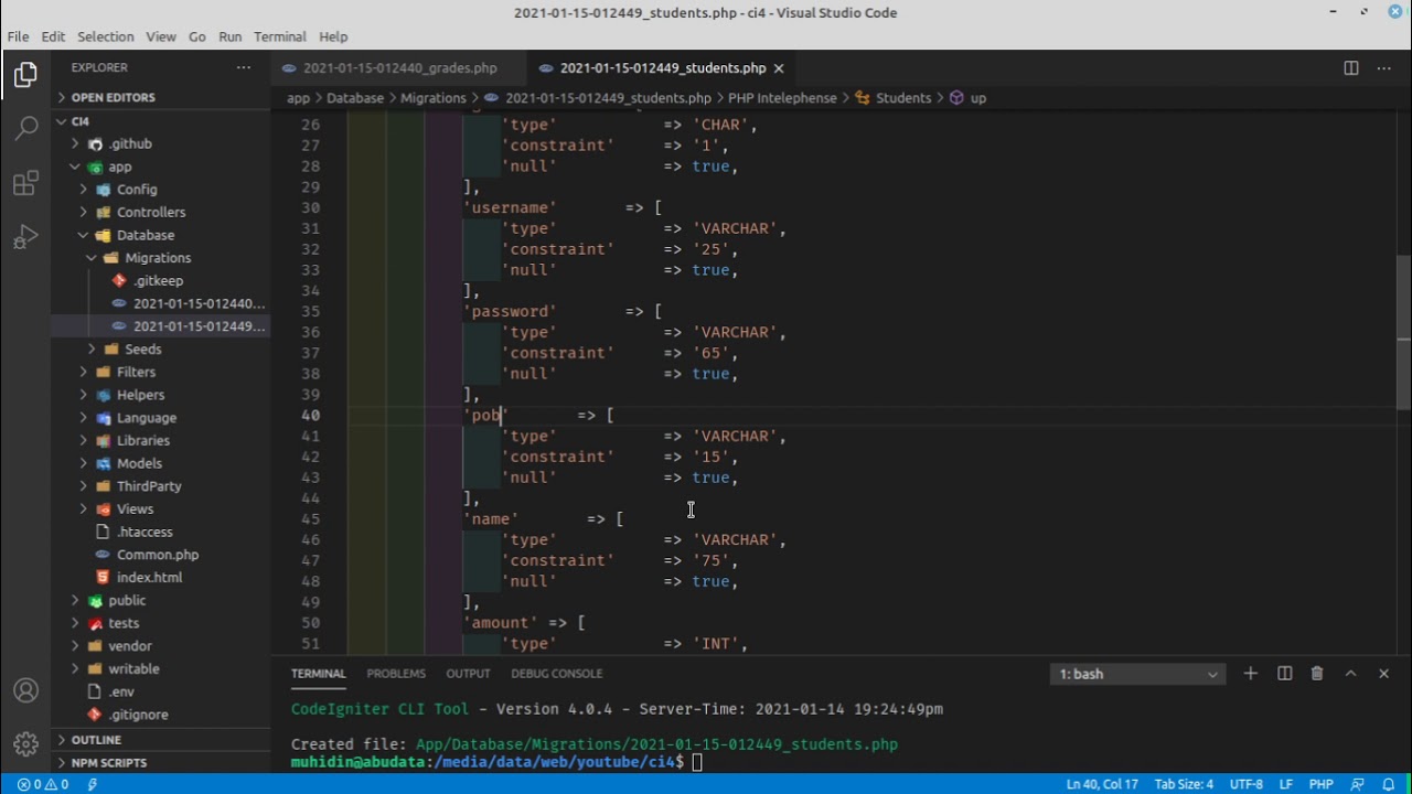 06 Membuat Database dengan Migration di CI4 - YouTube