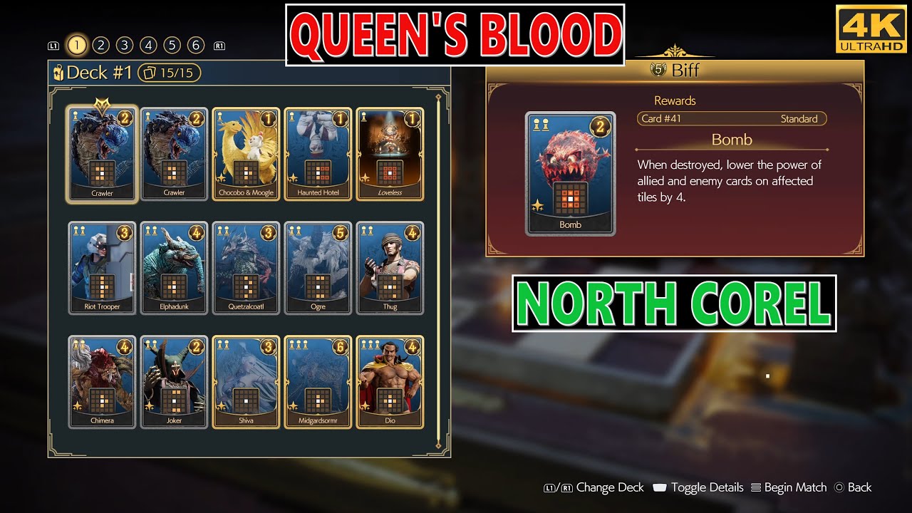 Final Fantasy VII Rebirth 4k - Queen's blood card game - All north ...