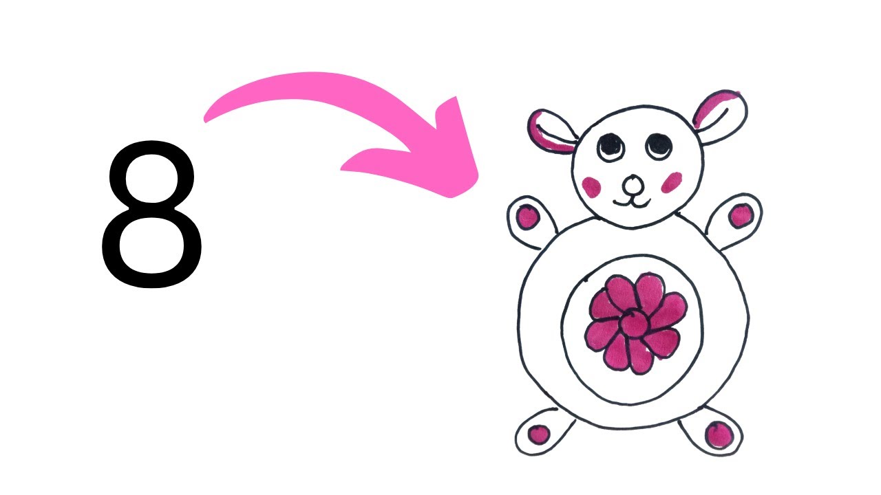 Easy drawing with number 8 | drawing with numbers 8 easy | how to draw ...