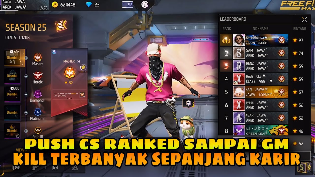 PUSH CS RANKED SAMPAI GM KILL TERBANYAK SEPANJANG KARIR FREE FIRE ...