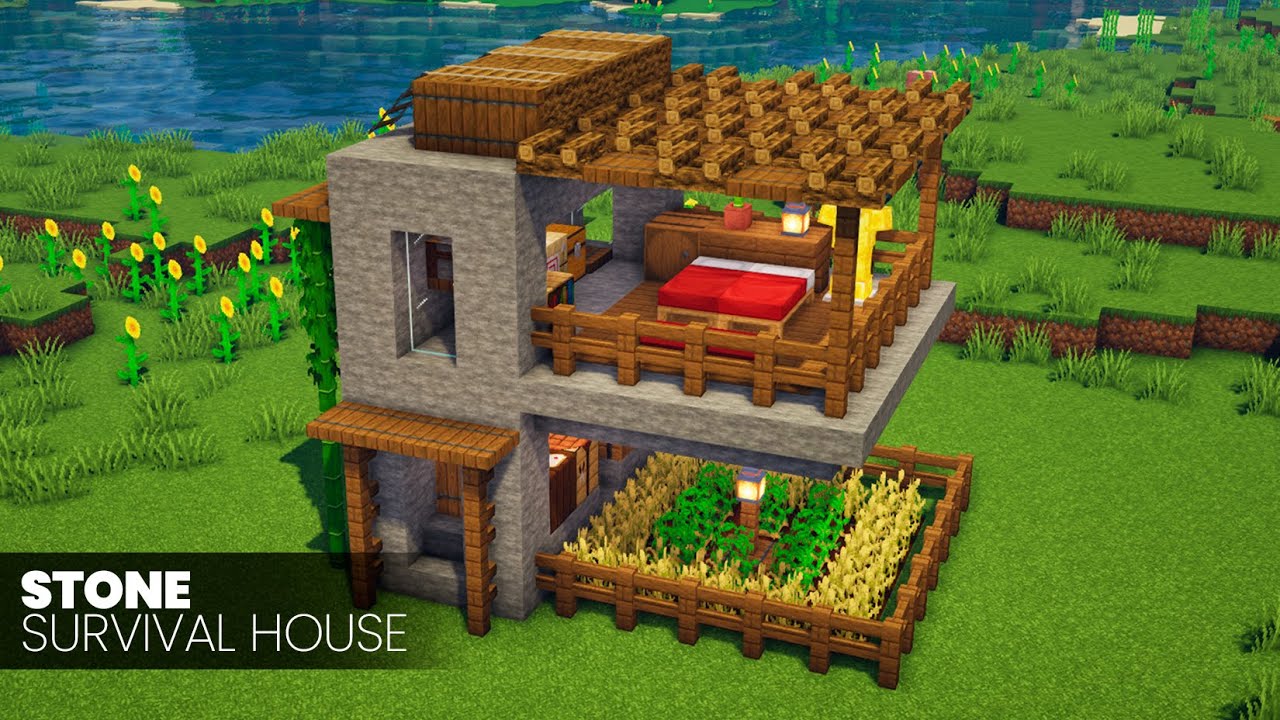 ⛏️ Minecraft Build Tutorial 🗿 Easy Stone Survival House - YouTube