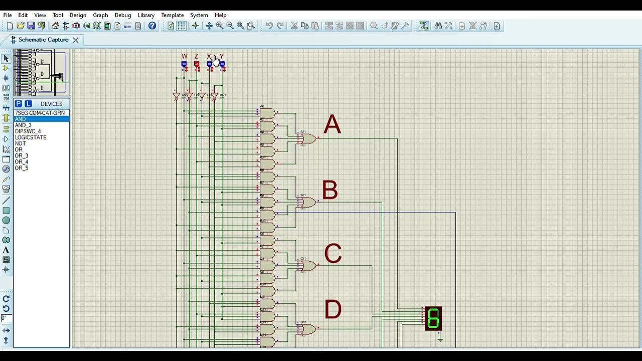 Display de 7 segmentos - Compuertas logicas Basicas - Proteus 8 Professional - Sistemas ...