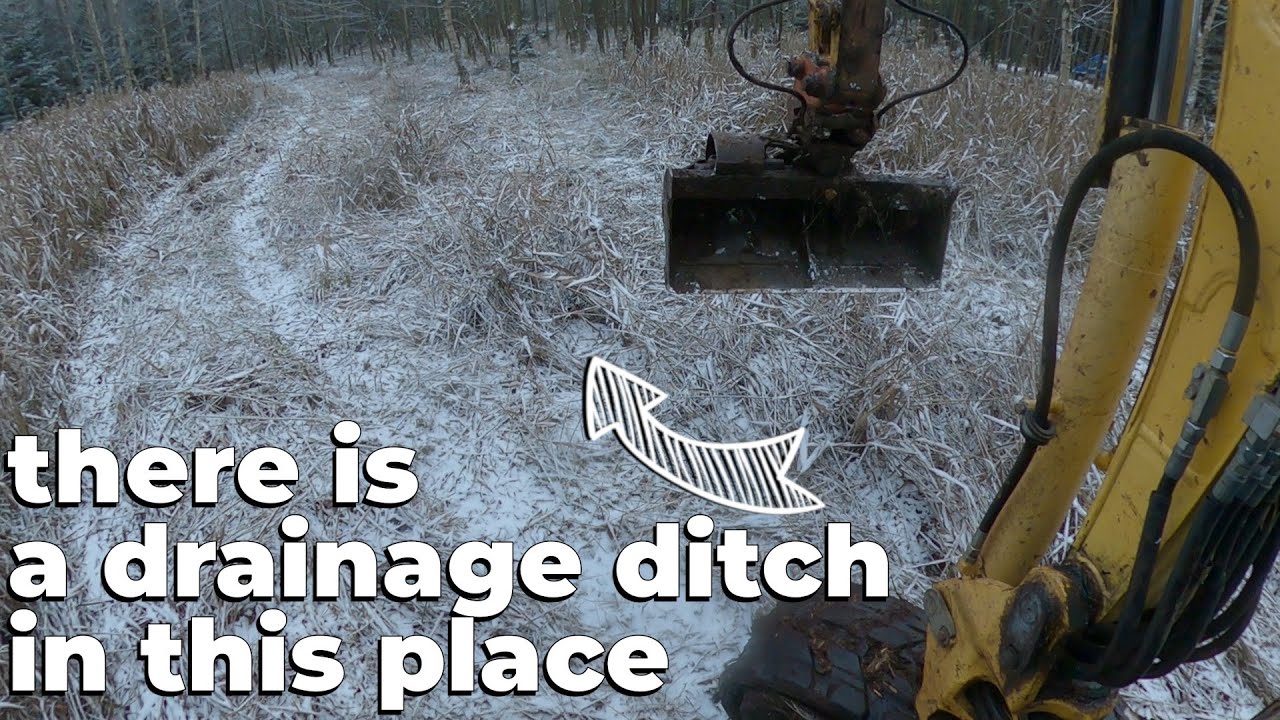 Desilting A Completely Silted Drainage Ditch In Winter - Cabin View ...