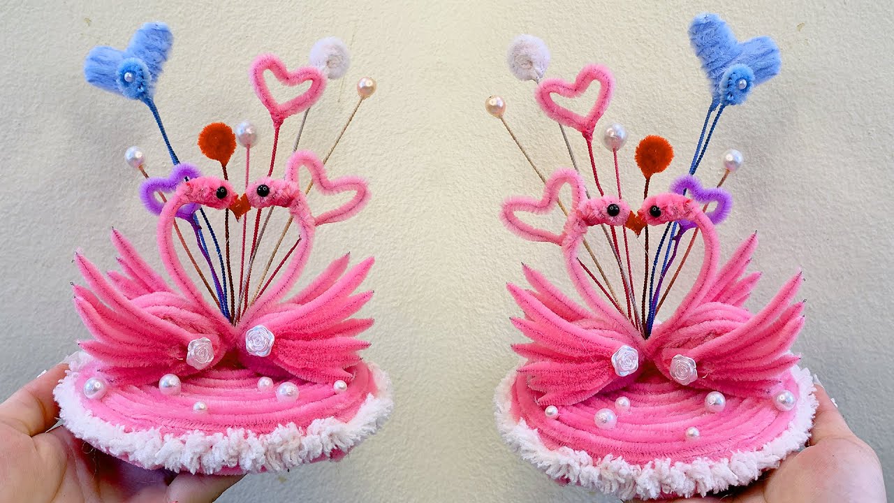 モールアートの作り方 ♡ 可愛いハートの白鳥作ってみたよんよん♡ How to make cute Swans from pipe ...