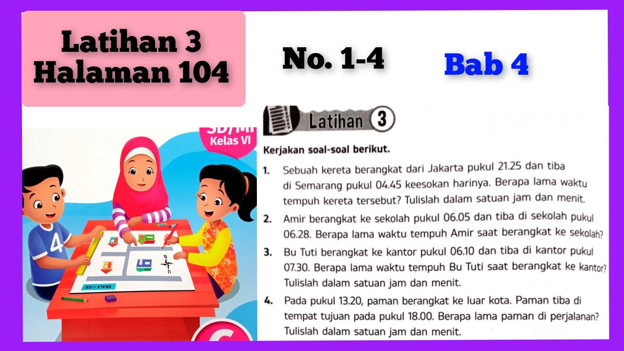 Jawaban Latihan 3 Halaman 104 No. 1-4 Matematika Kelas 6 - YouTube