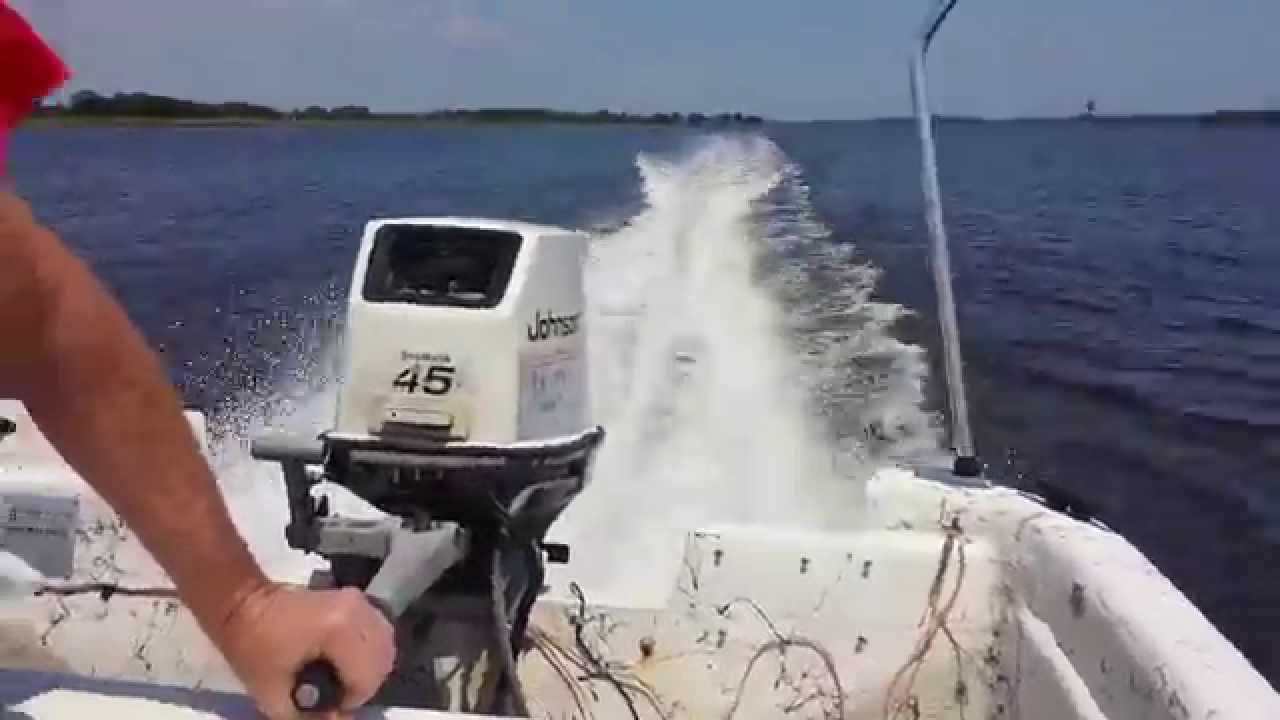 Johnson 45 hp on 16' Carolina Skiff Fast - YouTube