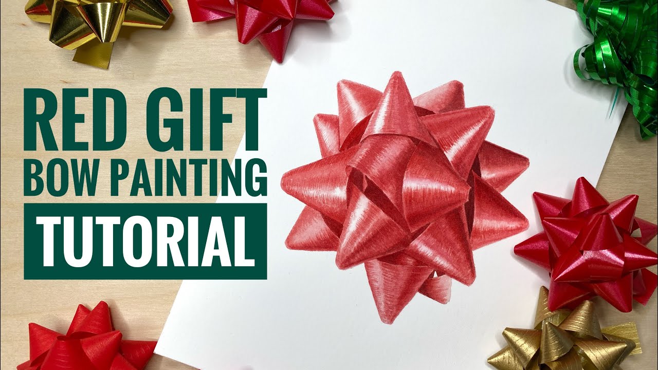 How to paint Red Gift Bow with watercolors | Christmas Painting - YouTube