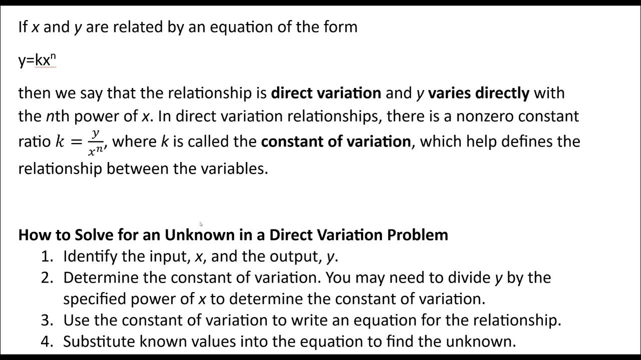 Solve Direct Variation Problems - YouTube