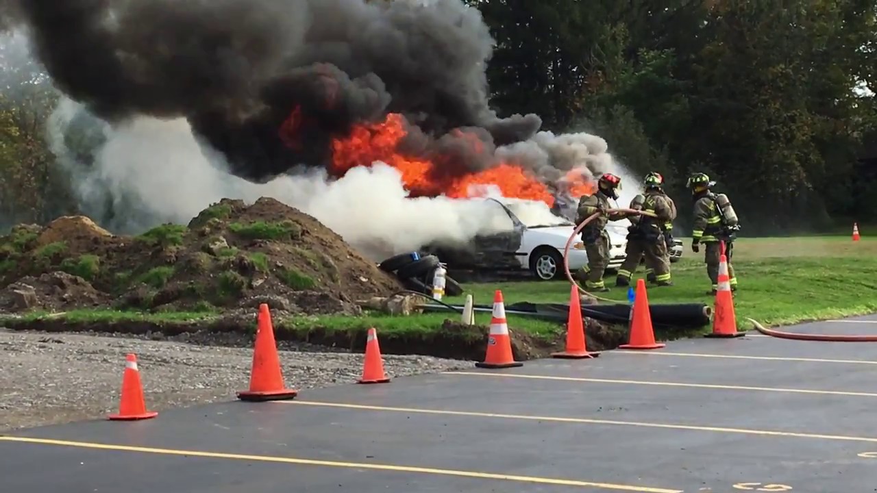 Live car burn at Swormville Fire Co. Open house day - YouTube