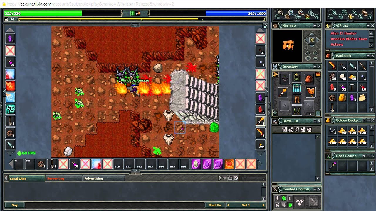 Tibia Flash Client | Ancient Scarab Hunt Sorcerer lvl 41 (Fast) - YouTube