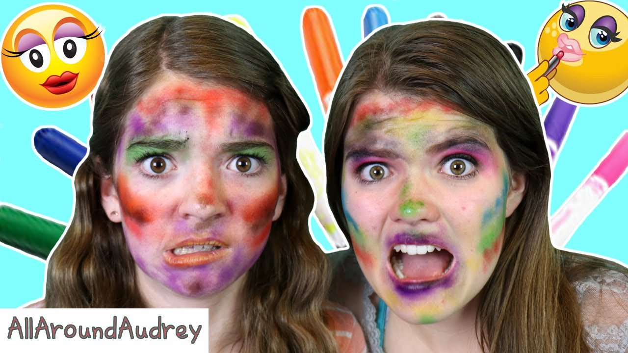 SPRAY MARKER MAKEUP CHALLENGE! / AllAroundAudrey - YouTube