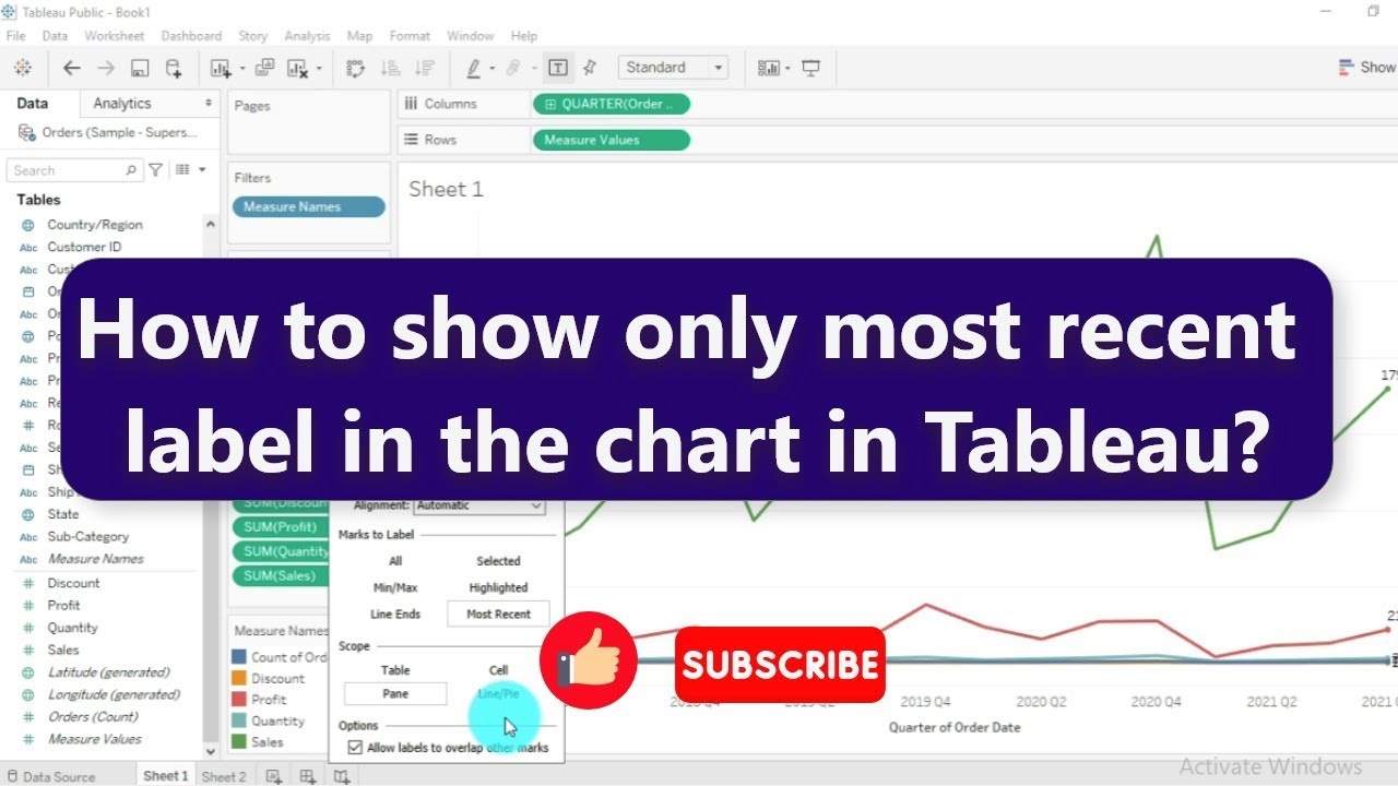 Quick Tip - How to show only most recent label in the chart in Tableau ...