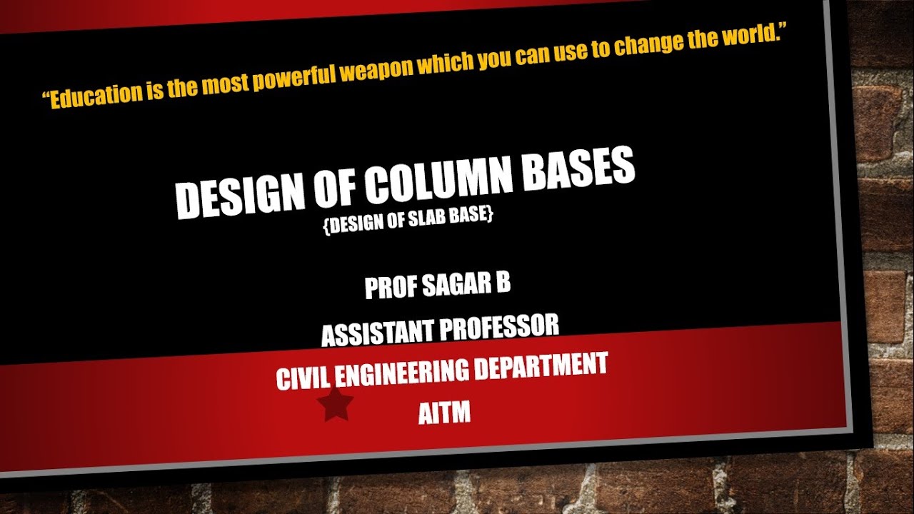 Design of Column Bases {Slab Base} - YouTube