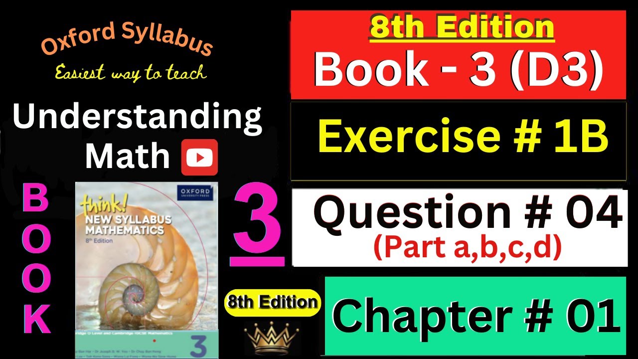 D3 Math Book Chapter 1 Exercise 1B Question 4 (a-d) | Algebraic ...