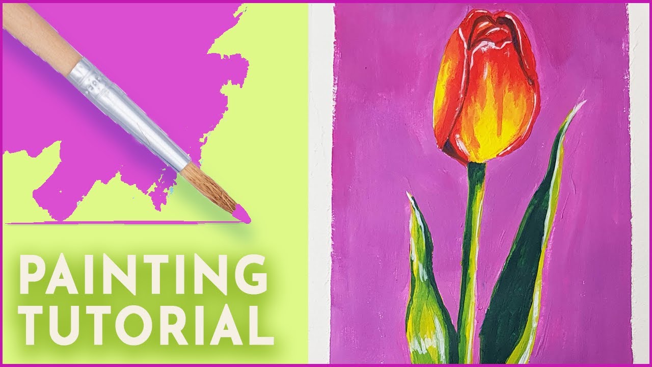 How To Paint A Tulip | Acrylic Painting Tutorial - Made Easy - YouTube