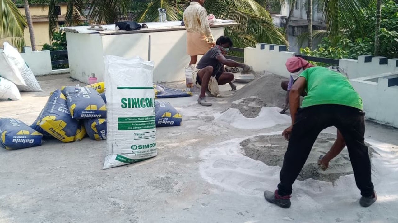 sinicon sand plastering work at malapuram site - YouTube