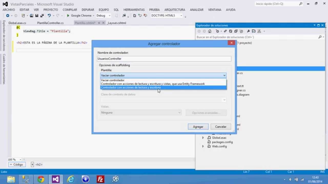 MVC: Vistas Parciales con RAZOR - YouTube