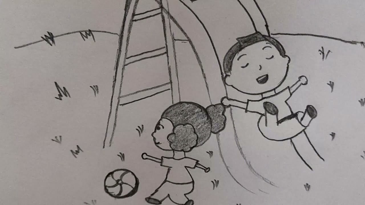 Children Playing Drawing With Pencil