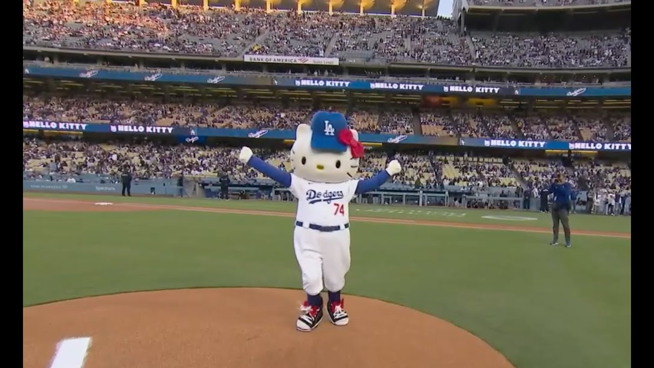 Hello Kitty’s PURR-fect first pitch! - YouTube