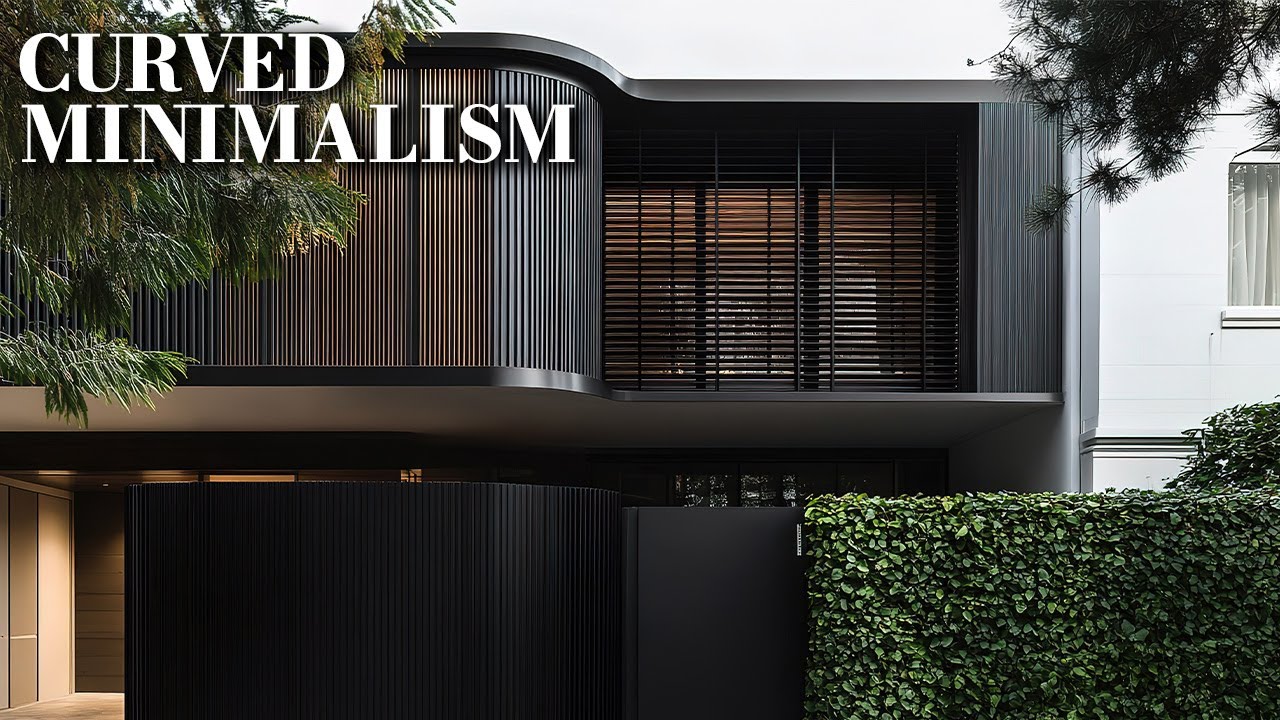 Curved Minimalist Luxury House Design with Vertical Louvers for Sun ...